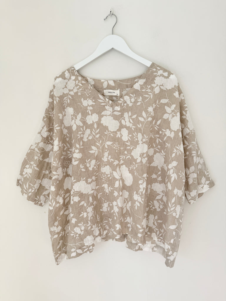 lydia top -natural flower linen – frockk