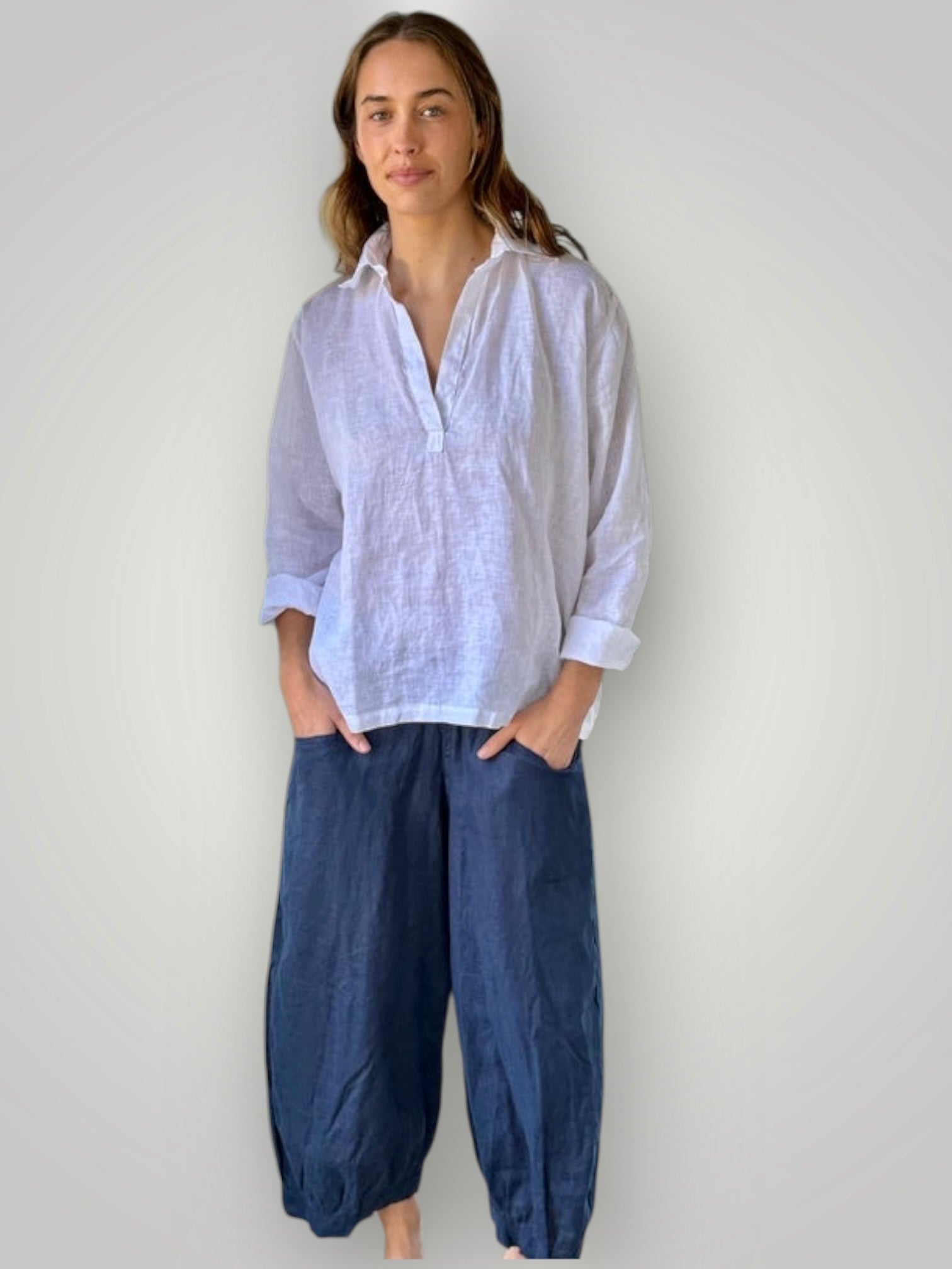jackie pants - navy linen – frockk