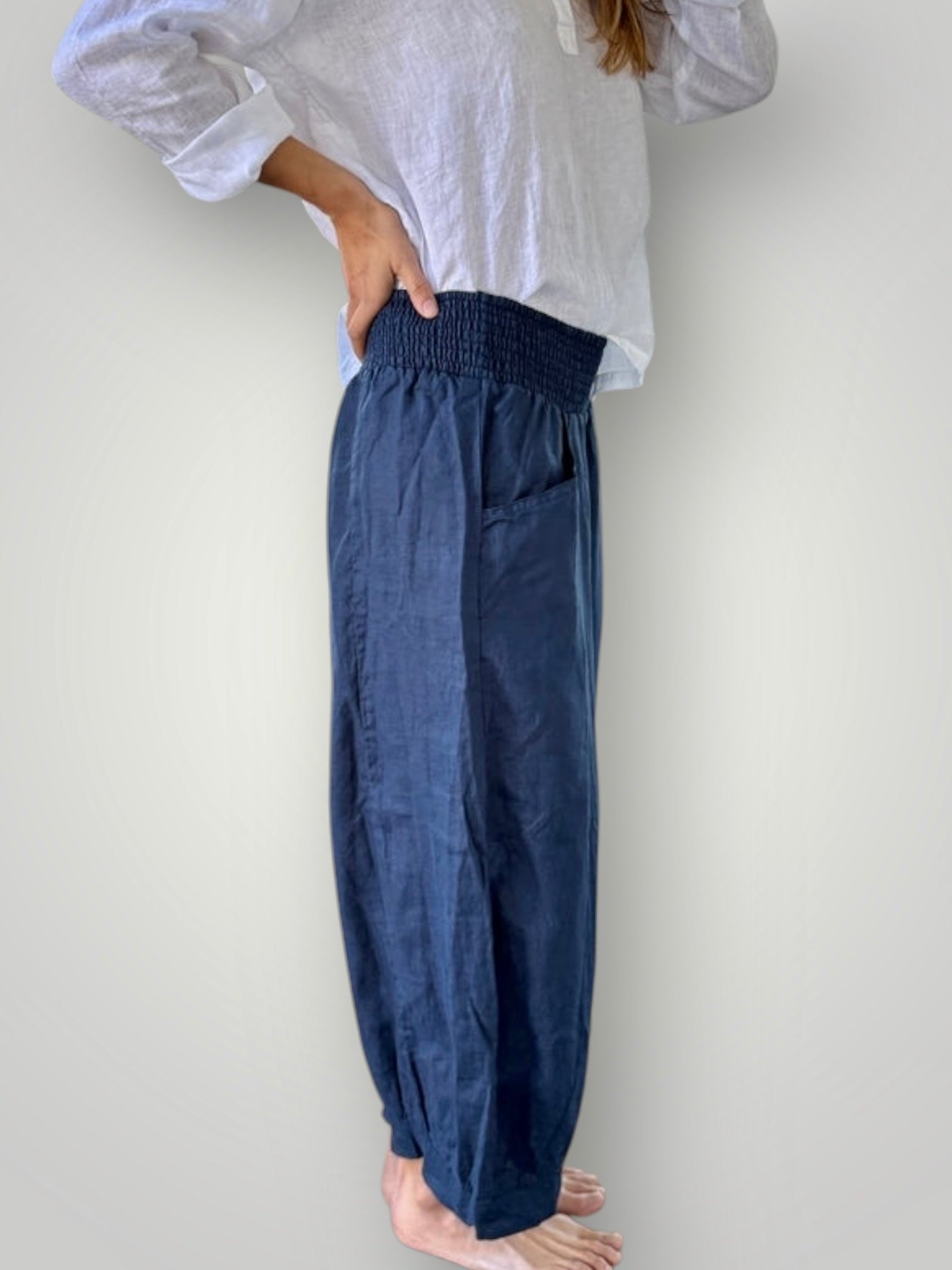 jackie pants - navy linen – frockk