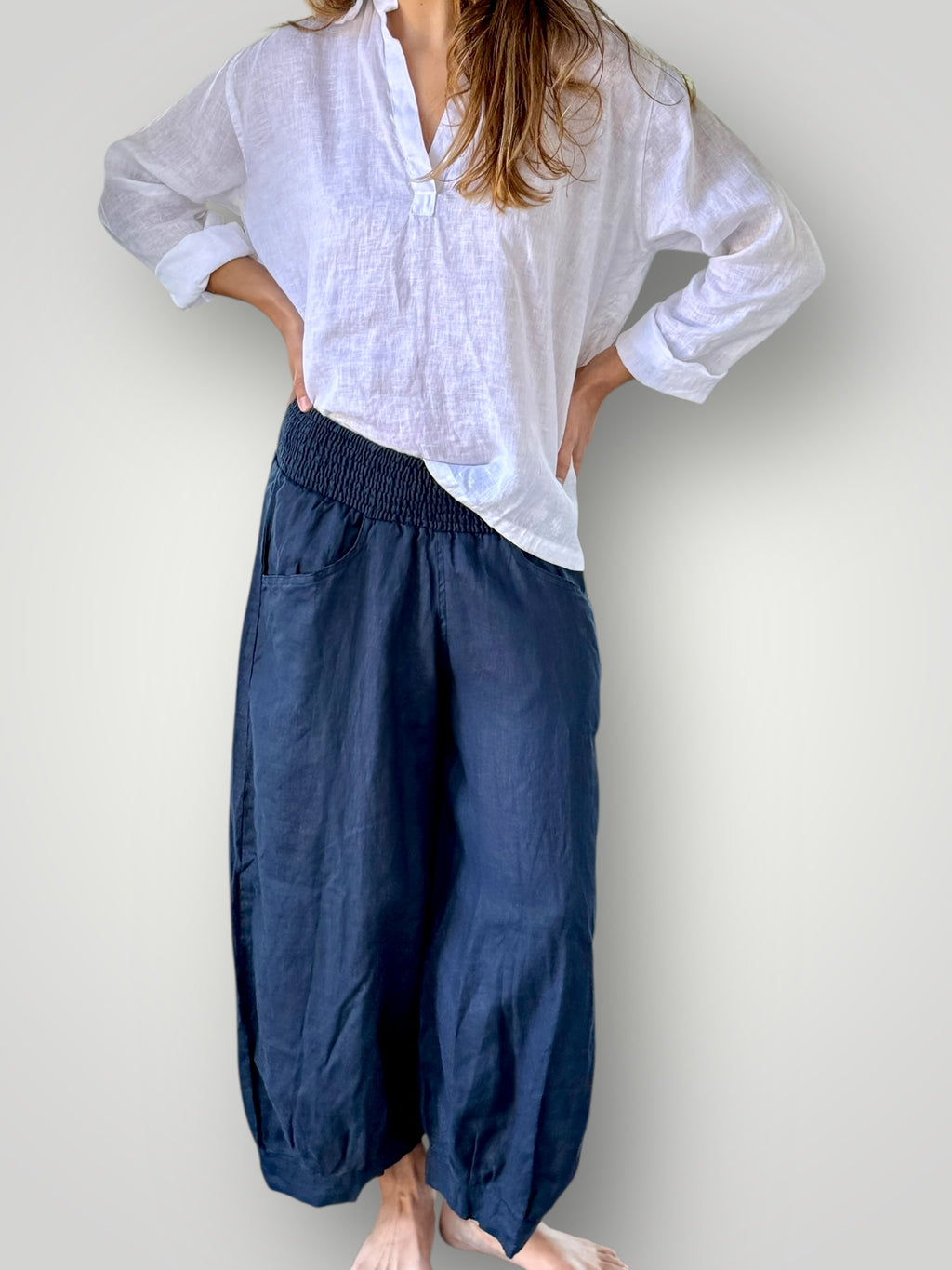 jackie pants - navy linen – frockk
